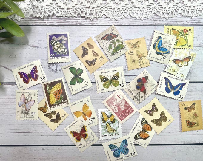 23 Pc Butterflies in Motion Stamp Stickers - Scrapbook Stickers ...