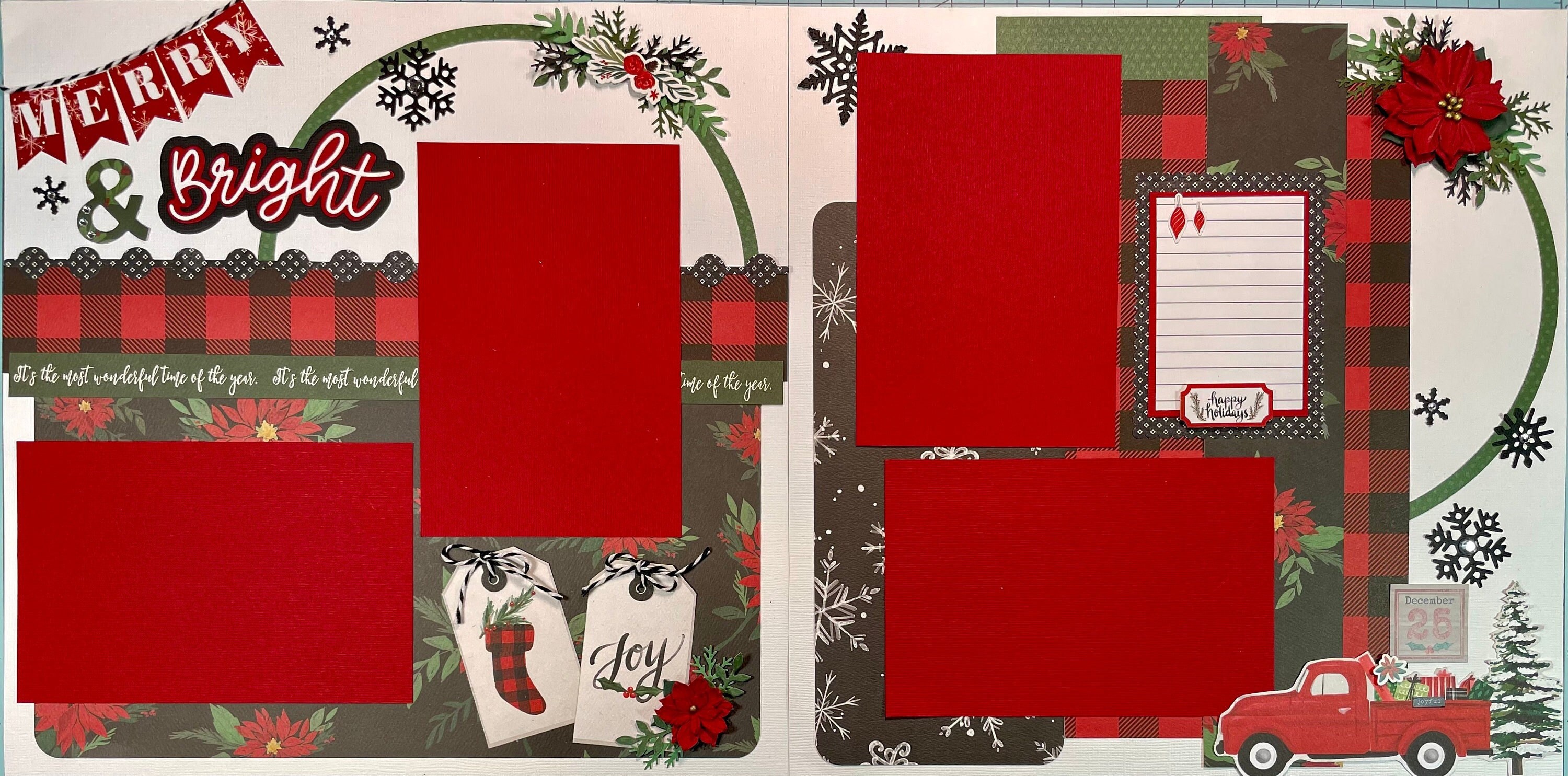 Premade Paper Scrapbooking 12x12 scrapbook layout 12x12 MERRY & BRIGHT ...