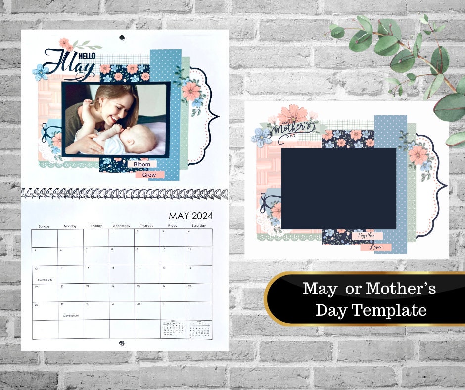 Customizable 2024 Photo Calendar Photo Wall Calendar DIY Printable Calendar Gift for Grandparent ...