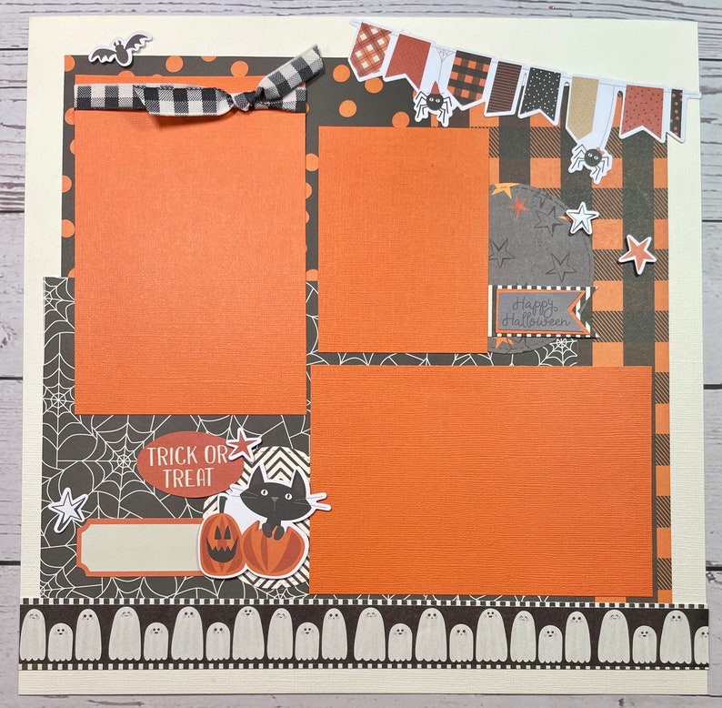 Spooky 2 Page Layout, Halloween Premade Scrapbook Pages, Scrapbook Page ...