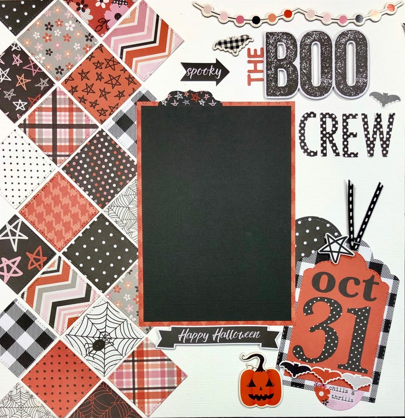 The Boo Crew Premade Scrapbook Pages 12x12 Scrapbook Layout - Etsy