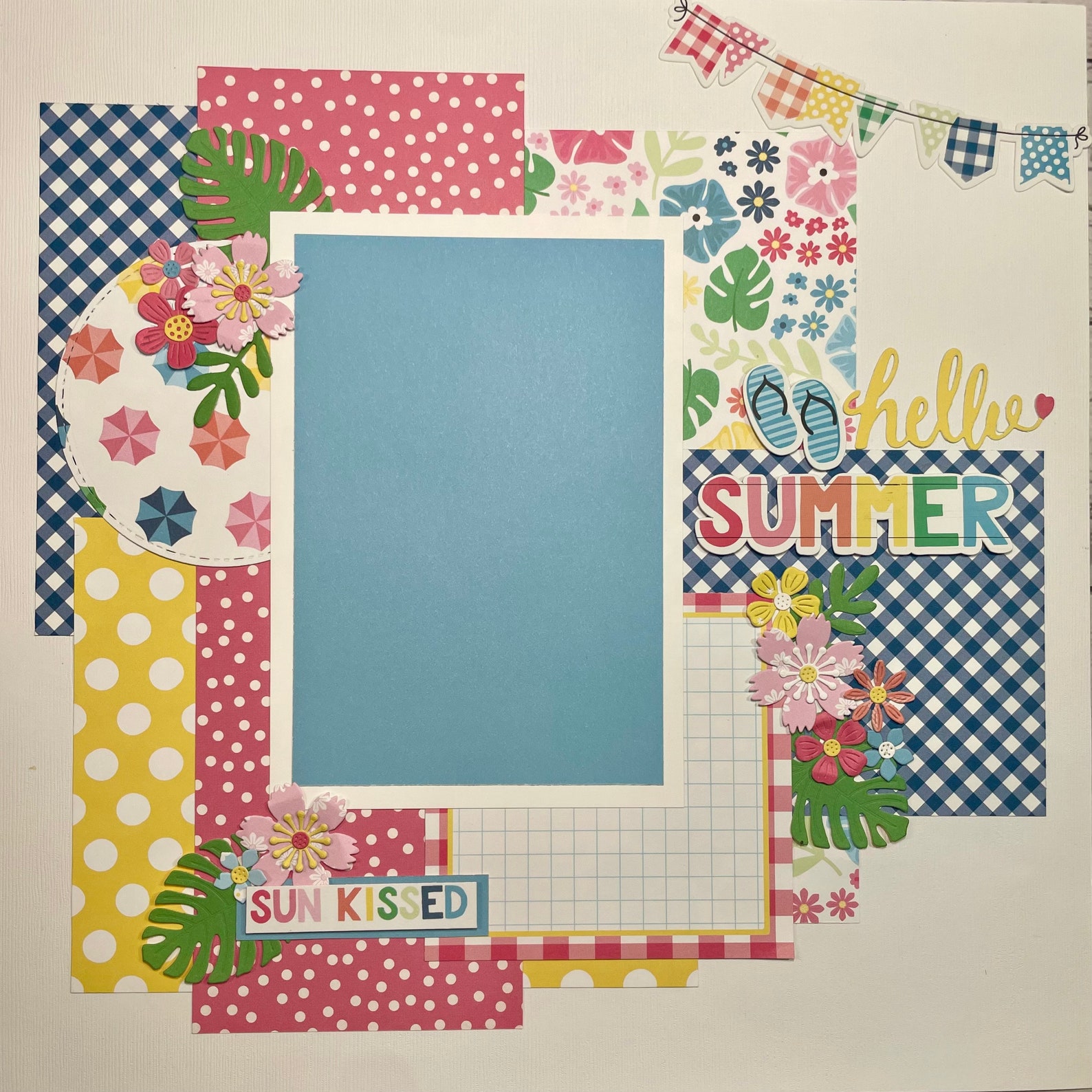 Hello Summer Single Scrapbook Page - Single Premade Scrapbook Page ...