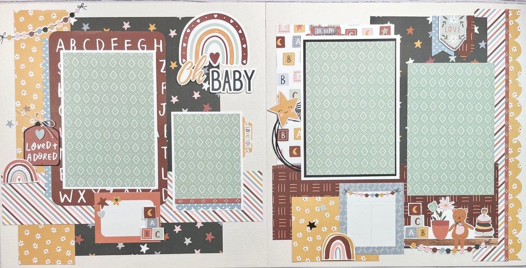Oh Baby - Premade Scrapbook Pages, 12x12 Scrapbook Layout, Page Kit ...
