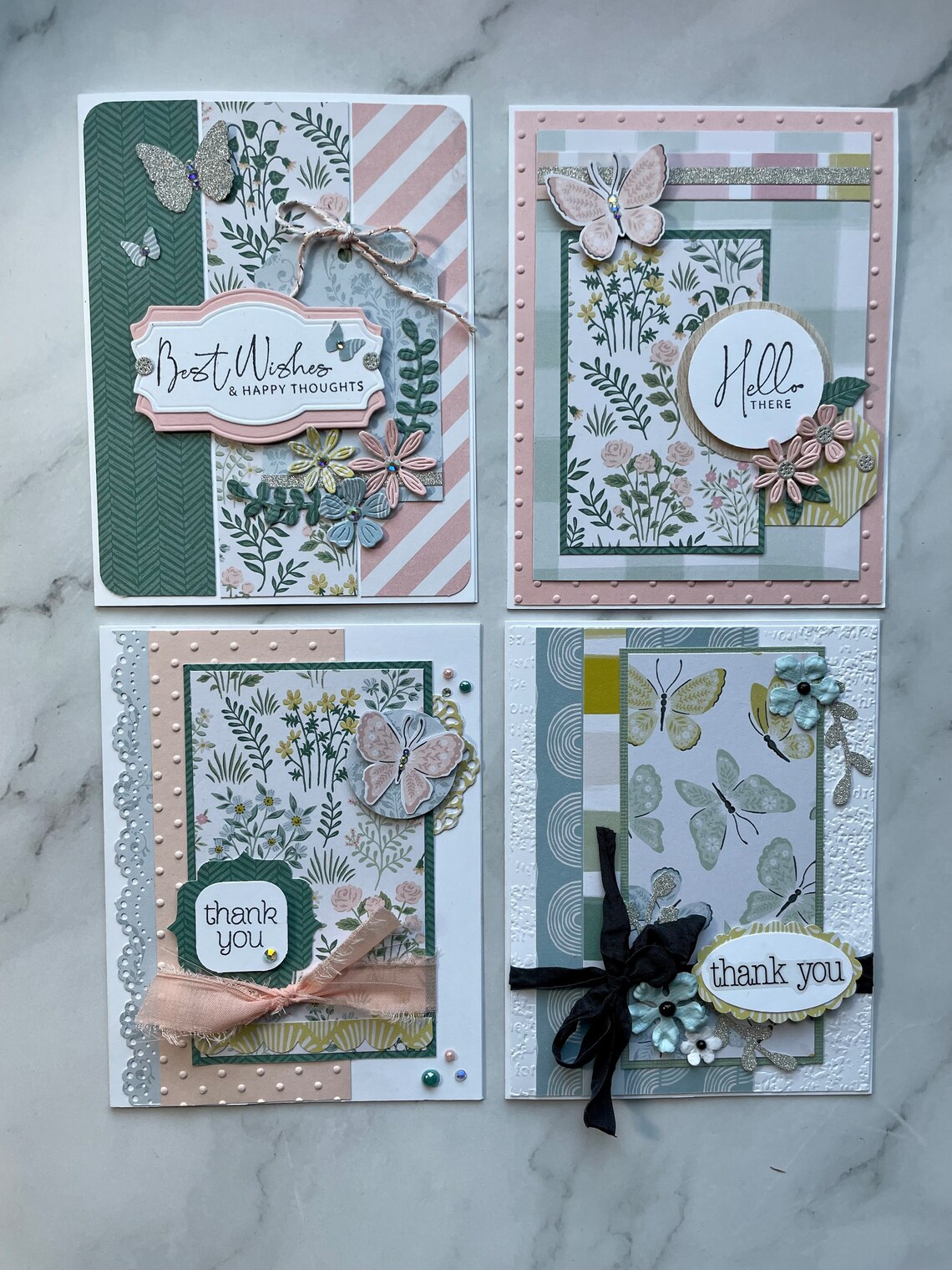 Butterfly Blush Premade Cards Set of 4 Cards Cards for Her, Card Kit ...