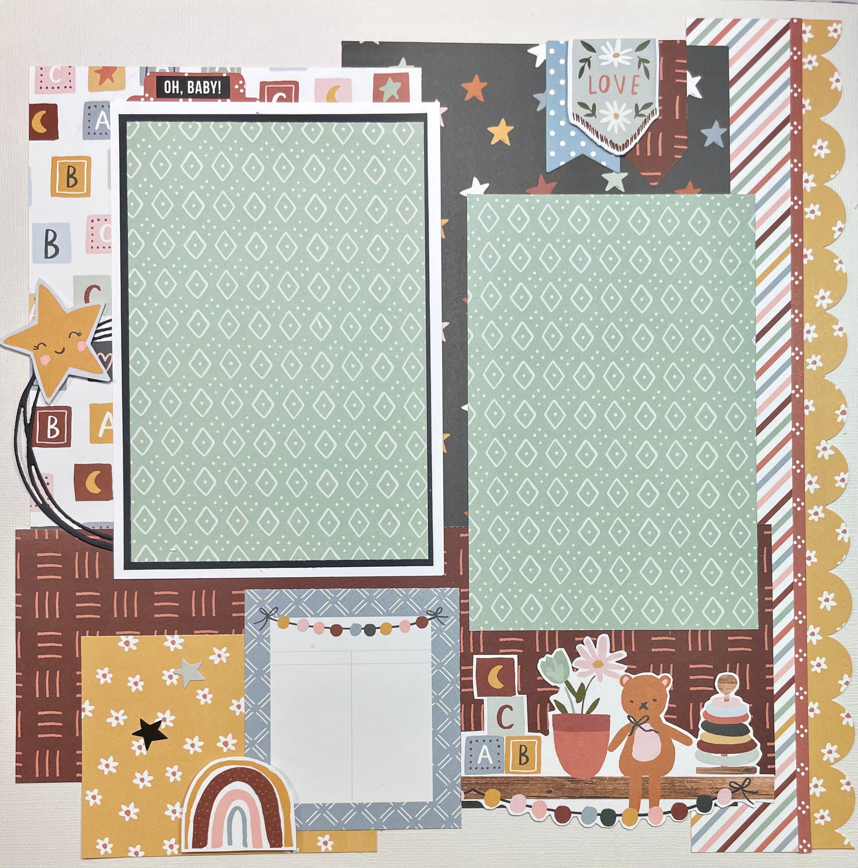 Oh Baby Premade Scrapbook Pages, 12x12 Scrapbook Layout, Page Kit ...
