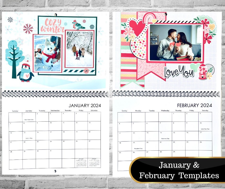 Customizable 2024 Photo Calendar Photo Wall Calendar DIY Printable Calendar Gift for Grandparent ...