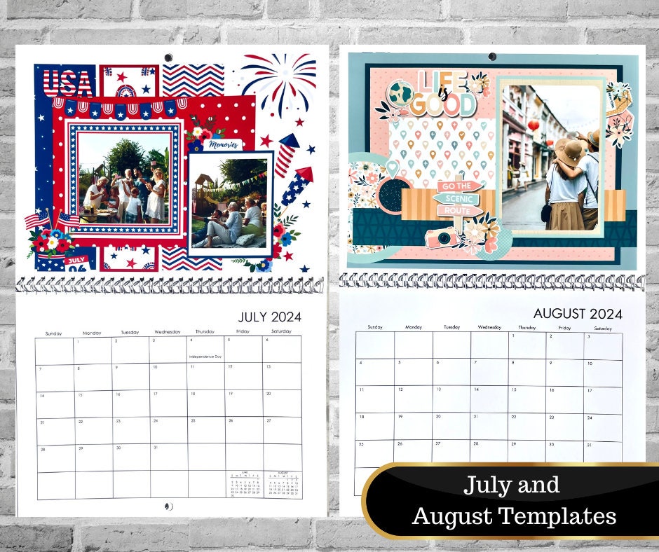 Customizable 2024 Photo Calendar Photo Wall Calendar DIY Printable Calendar Gift for Grandparent ...