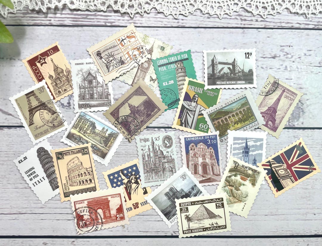 23 Pc Travel the World Stamp Stickers - Scrapbook Stickers, Travel ...