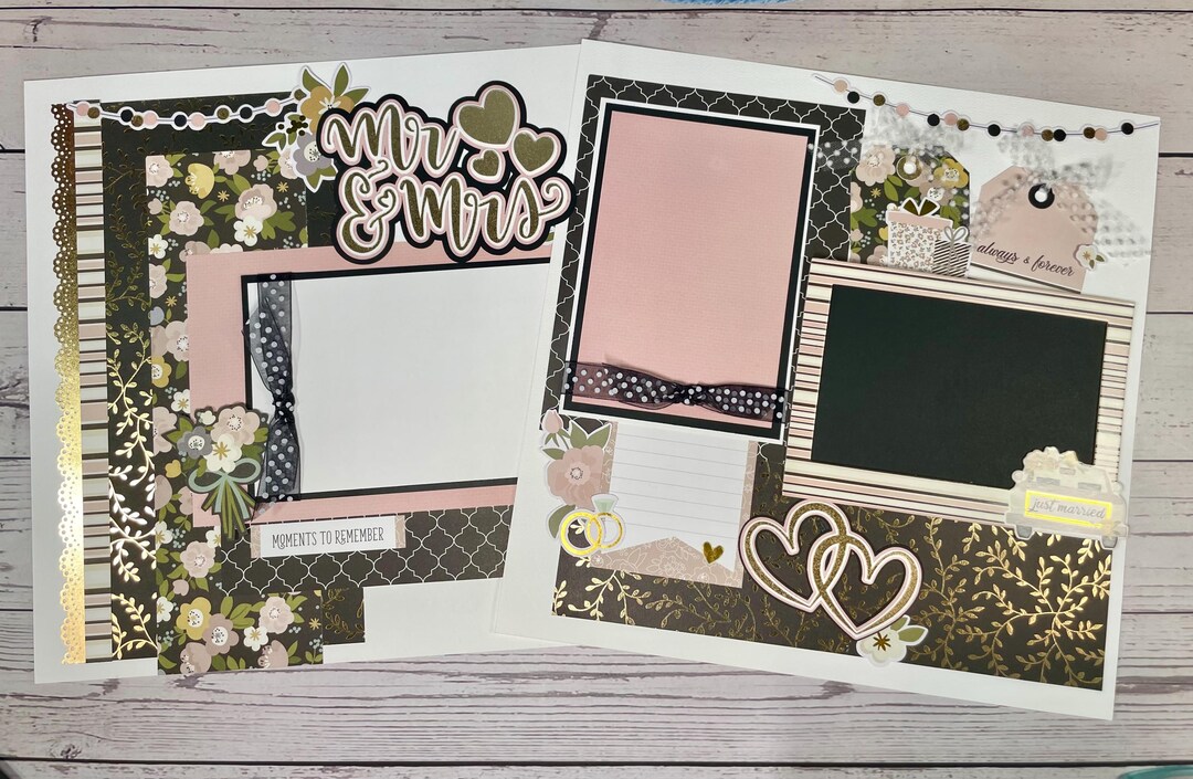 Mr & Mrs -premade Scrapbook Pages, Page Kit, Scrapbook Kit, Wedding ...