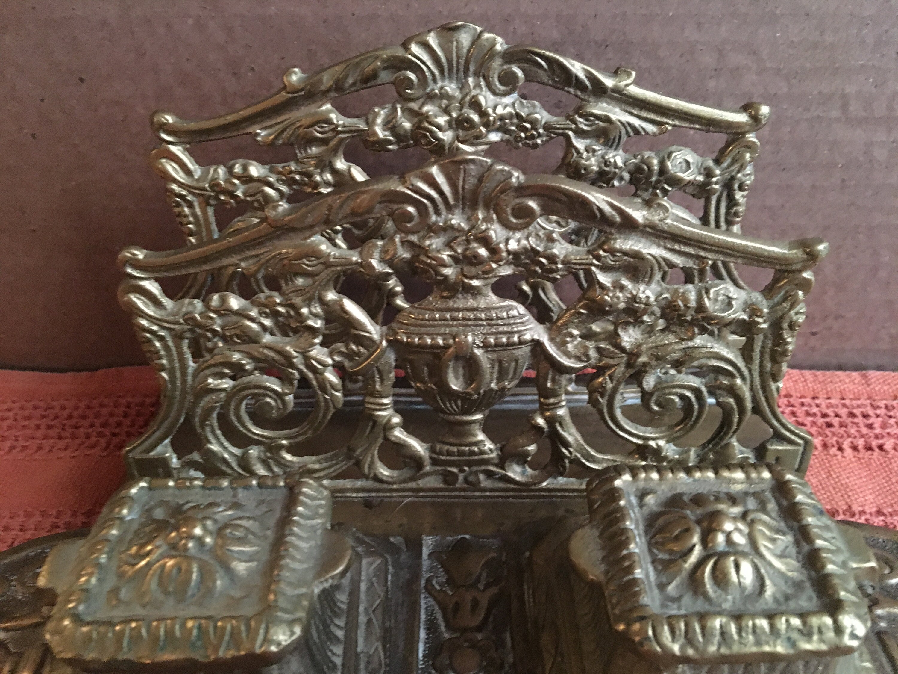 Vintage Solid Brass Ornate Inkwell/office Decor/desk Accessories/letter ...