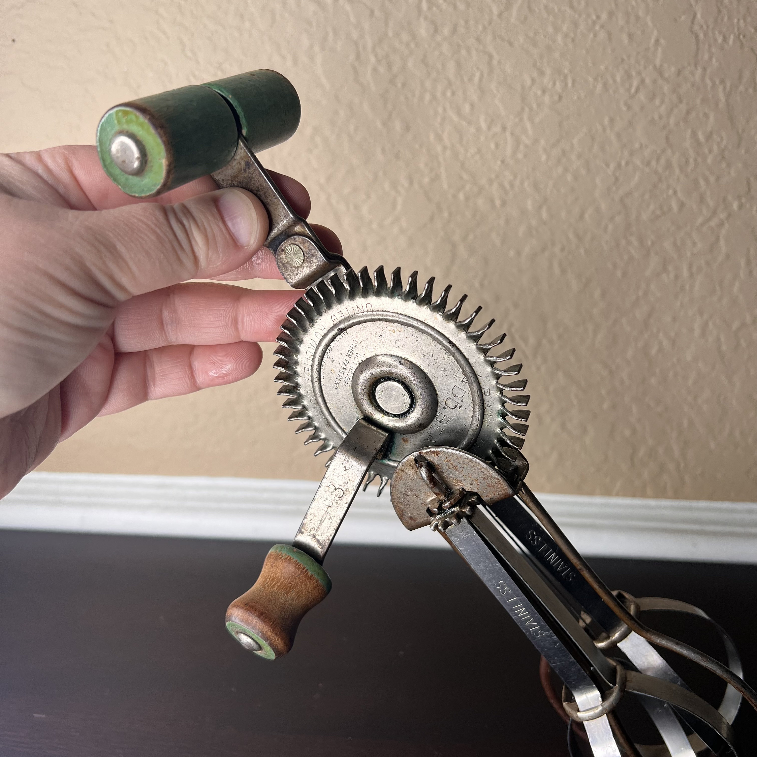 Antique Egg Beater Hand Crank, 1920s, LADD Beater Stainless Steel ...