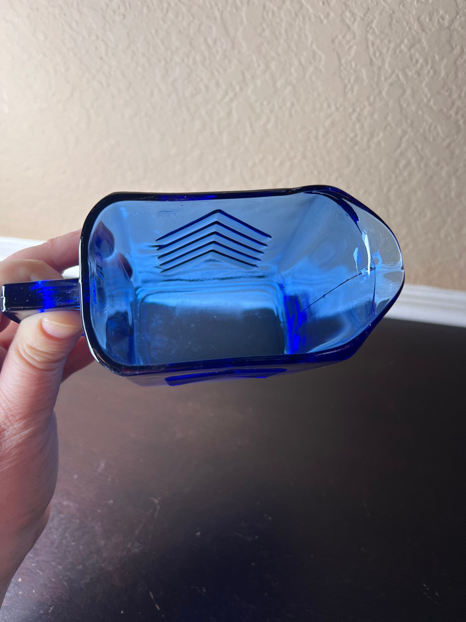 Vintage 1930's Hazel Atlas Cobalt Blue Chevron Creamer, Small Pitcher ...