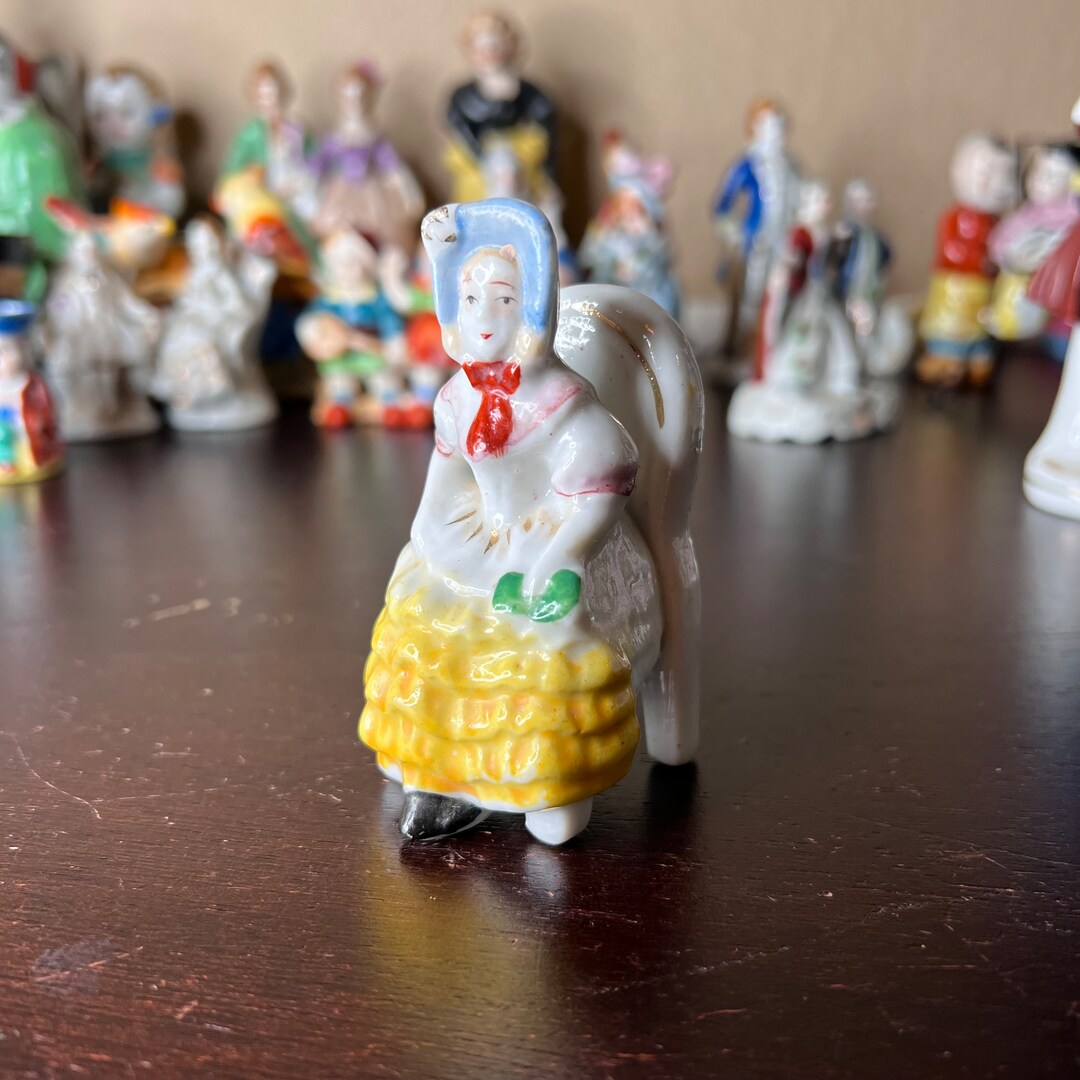 Vintage 1950's Made in Japan Seated Colonial Lady, Dollhouse Characters ...