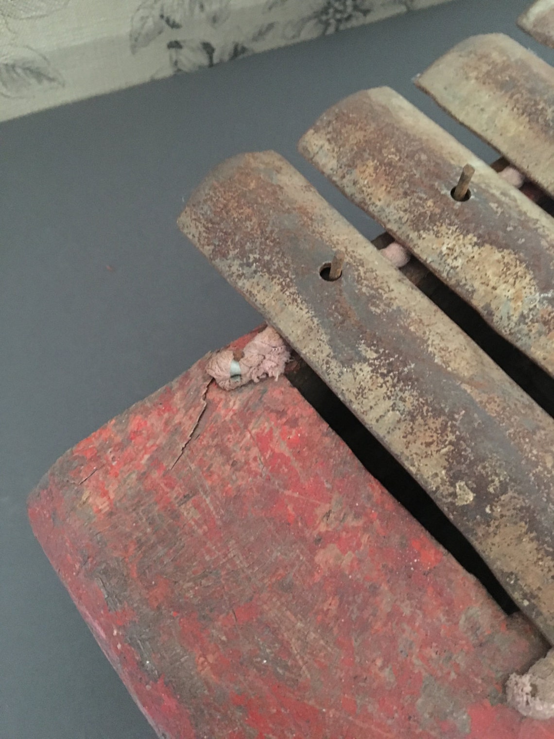 Indonesian Hand Hewn Saron Barung in Red and Gold for Gamelan Ensamble ...