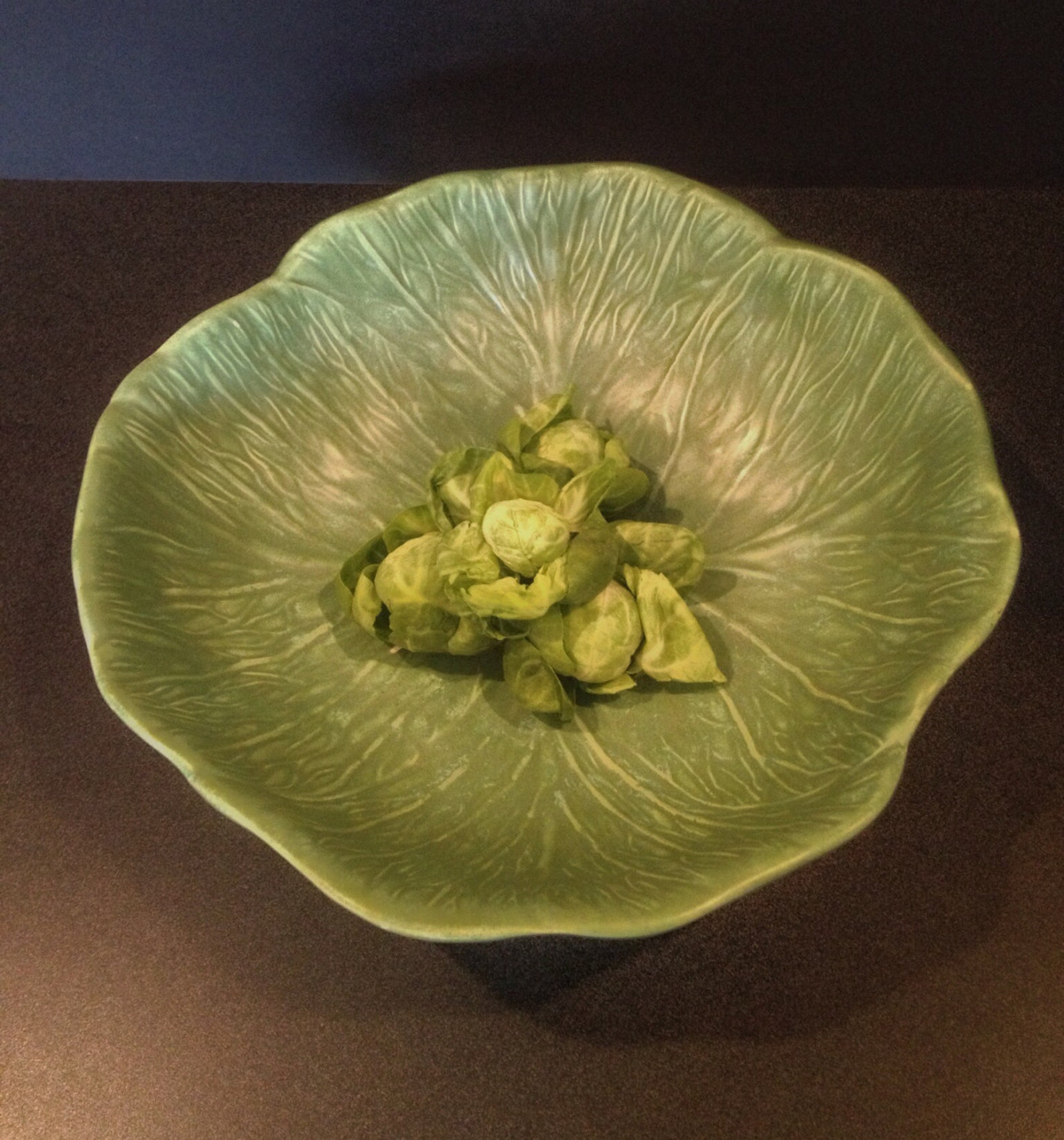 Vintage Cabbage/ Lettuce Ware Serving Bowl/ Platter in Mint Green ...