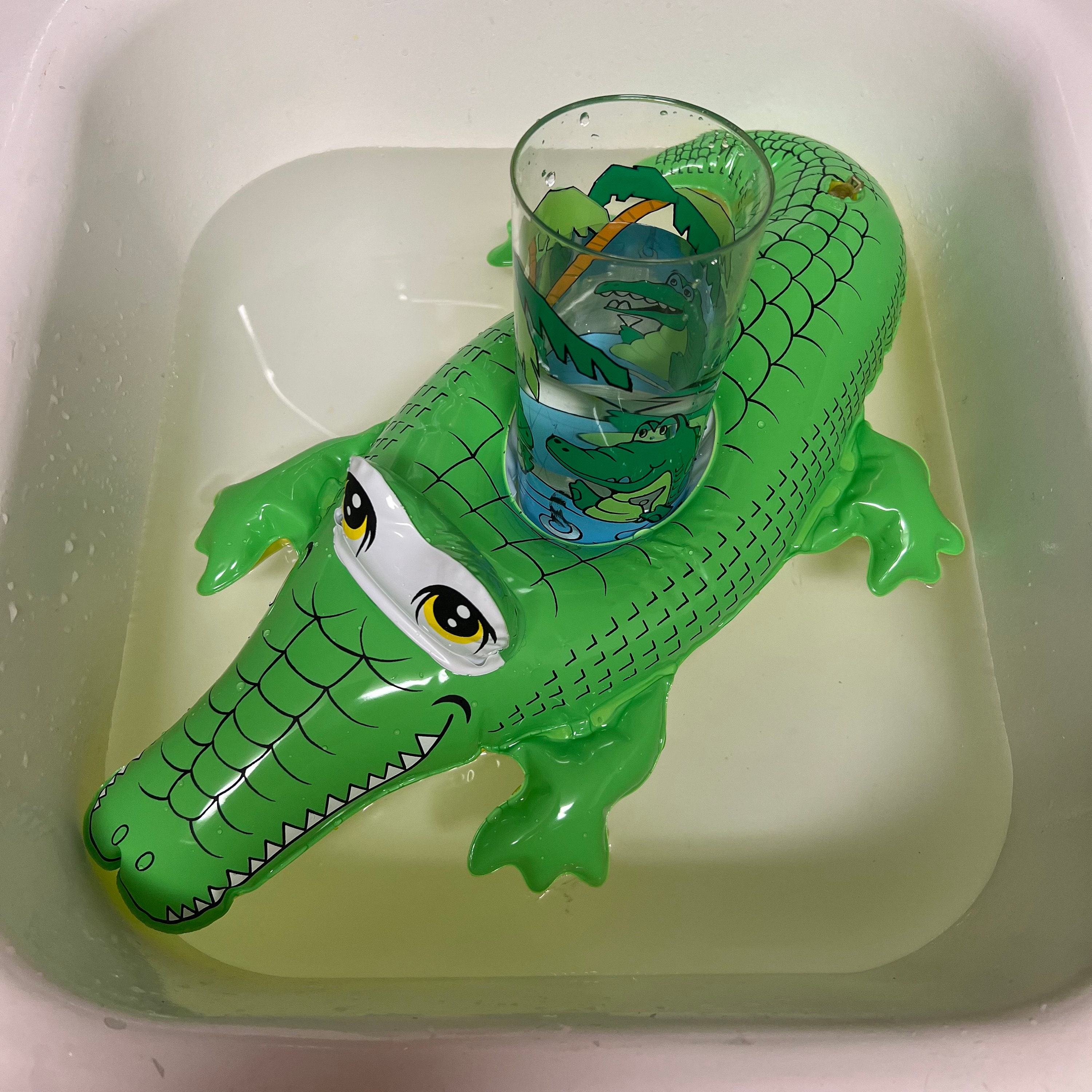 Vintage 1970s Inflatable Alligator Gator Drinks Caddy,tumbler Glass ...