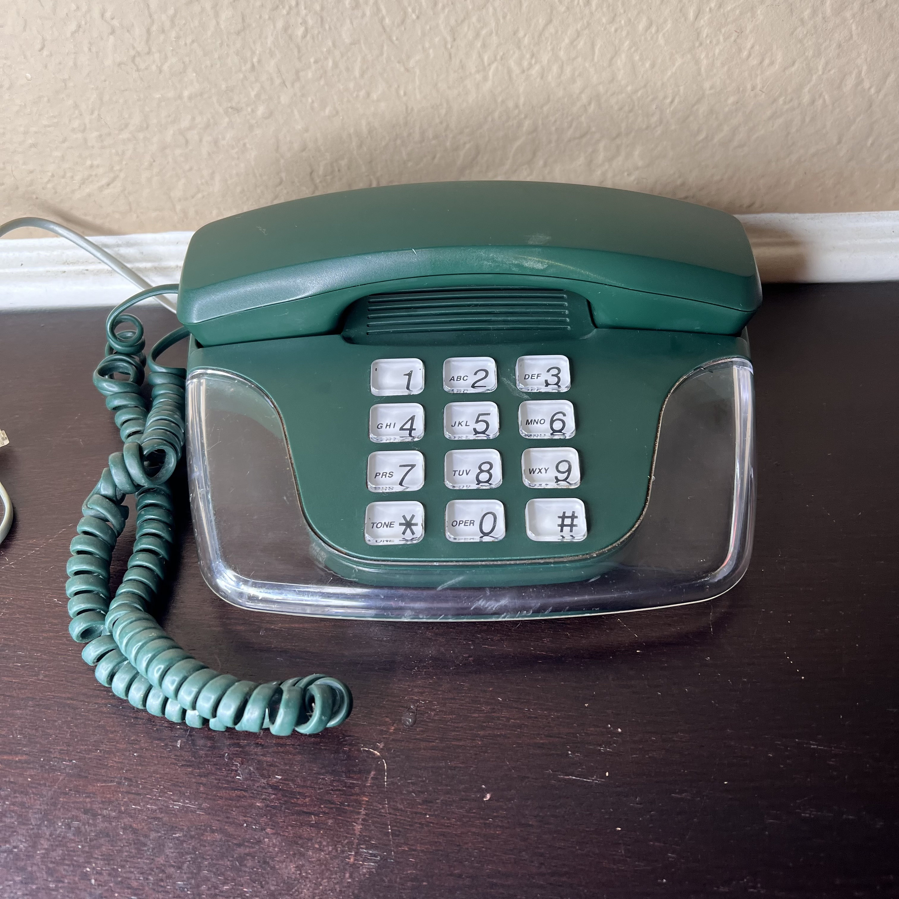Vintage 1990's Hunter Green Push Button Phone, Land Line, Visually ...