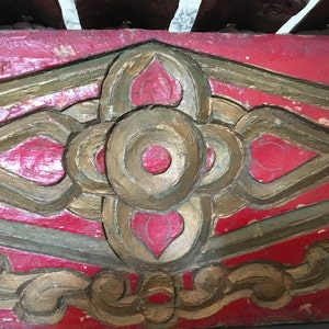 Indonesian Hand Hewn Saron Barung in Red and Gold for Gamelan Ensamble ...
