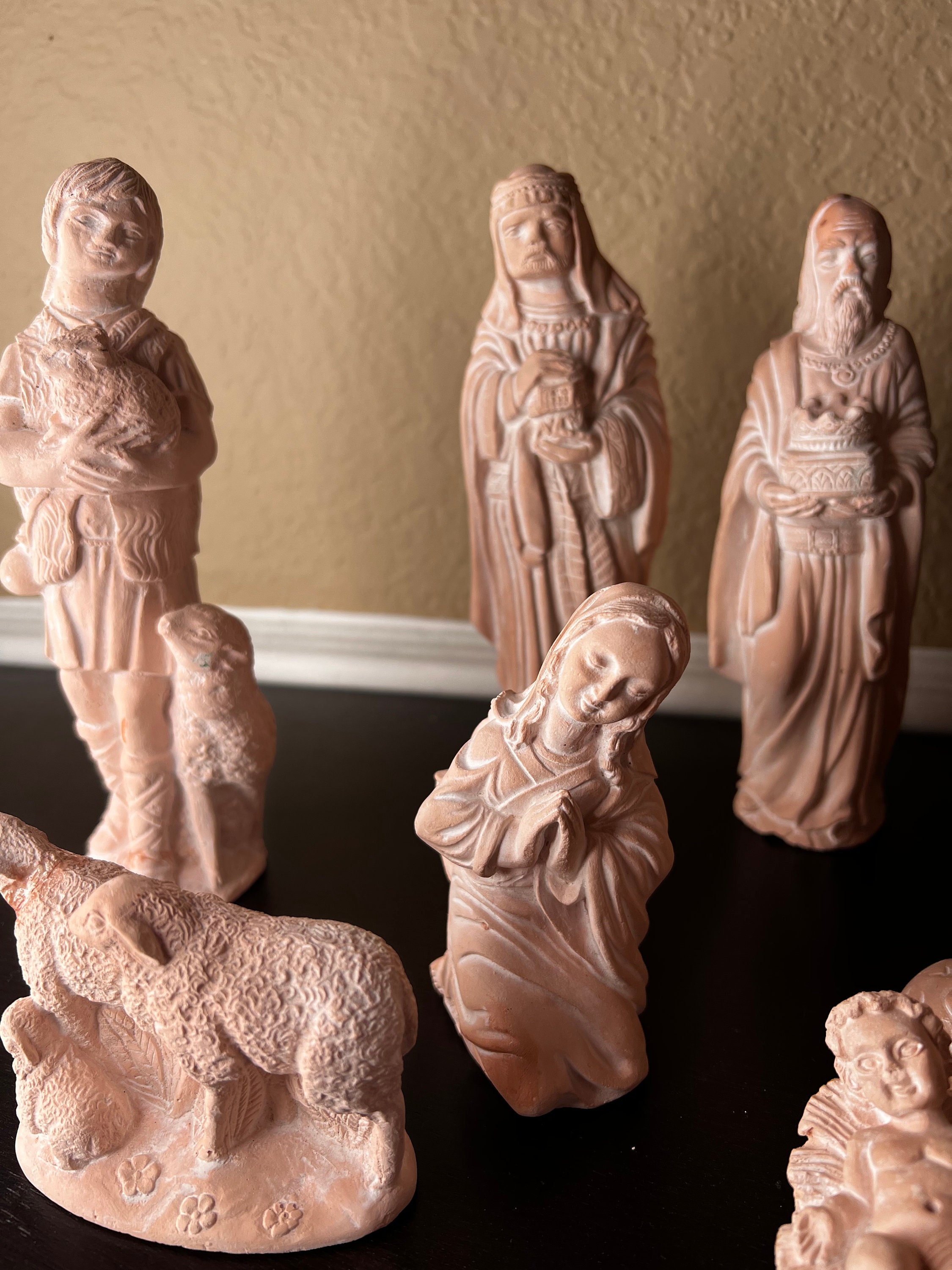 Vintage Terracotta Nativity Crèche 9 Piece Set, Christmas Decor ...