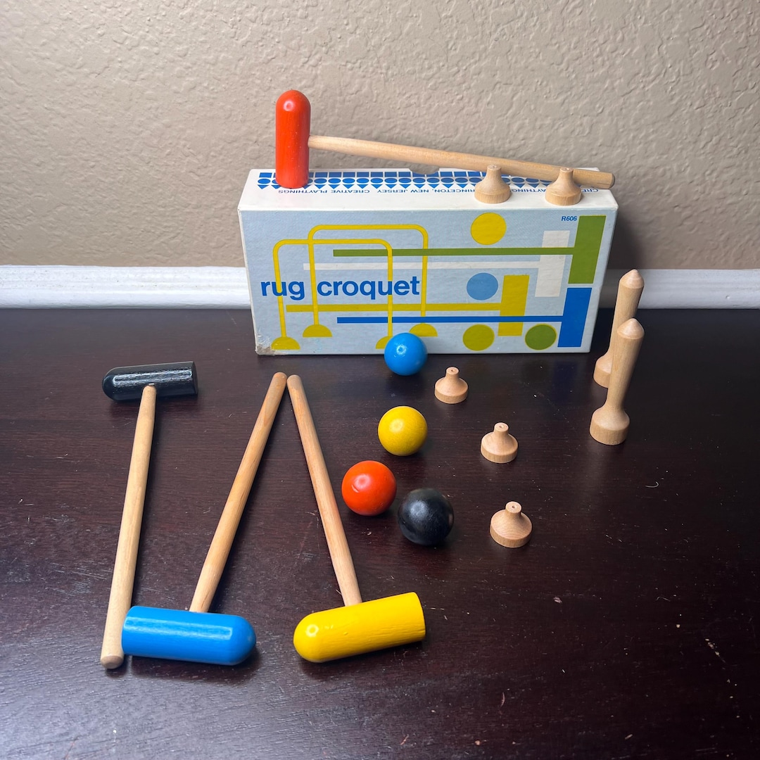 Vintage 1967 Creative Playthings Rug Croquet Set – Mid-century Wooden ...