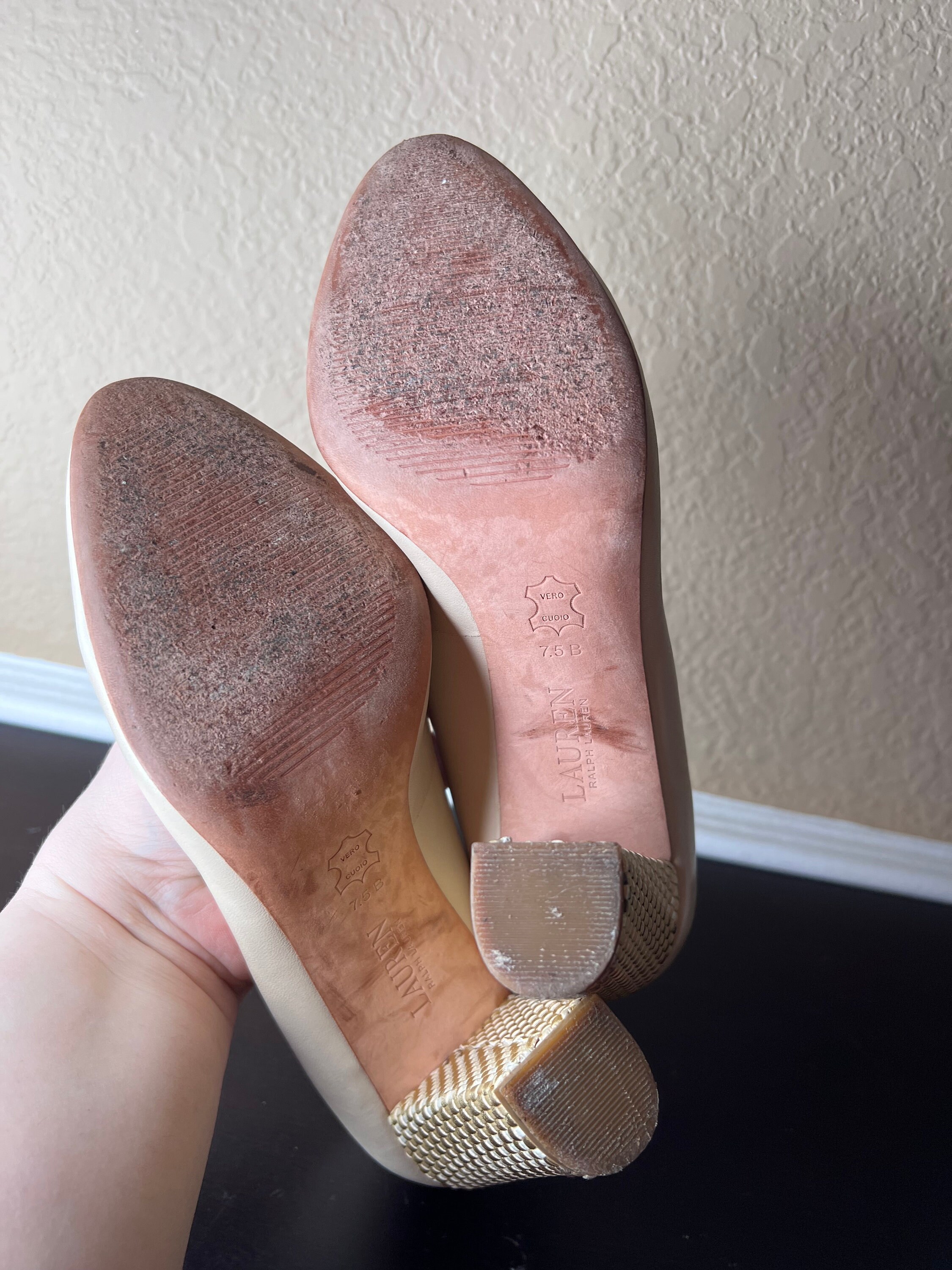 Vintage Fashion Lauren Ralph Lauren 7.5B Viona Nutral Beige High-heel ...