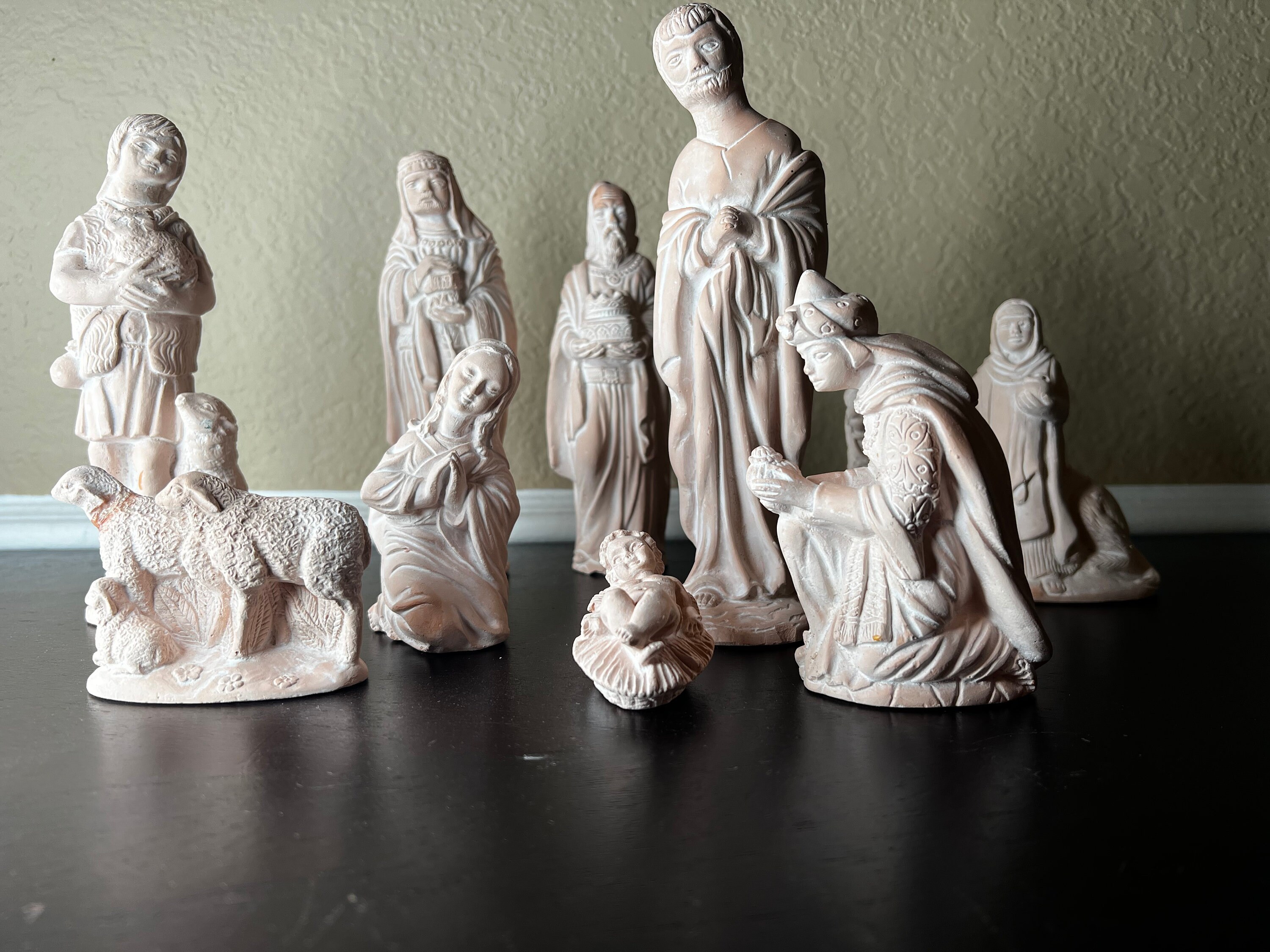 Vintage Terracotta Nativity Crèche 9 Piece Set, Christmas Decor ...