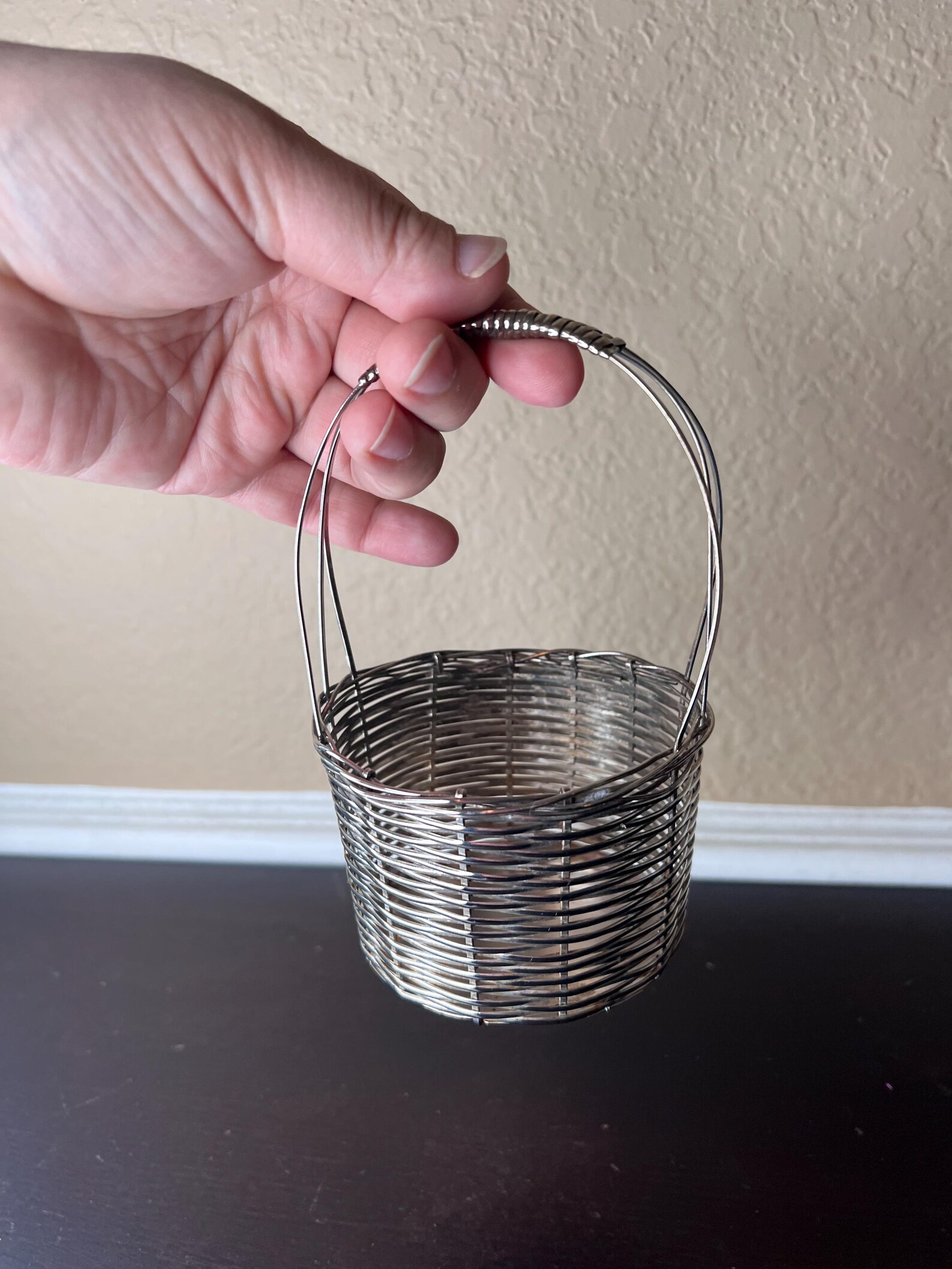 Vintage Silverplate Woven Wire Basket, Home Decor, Metal Art, Favors ...