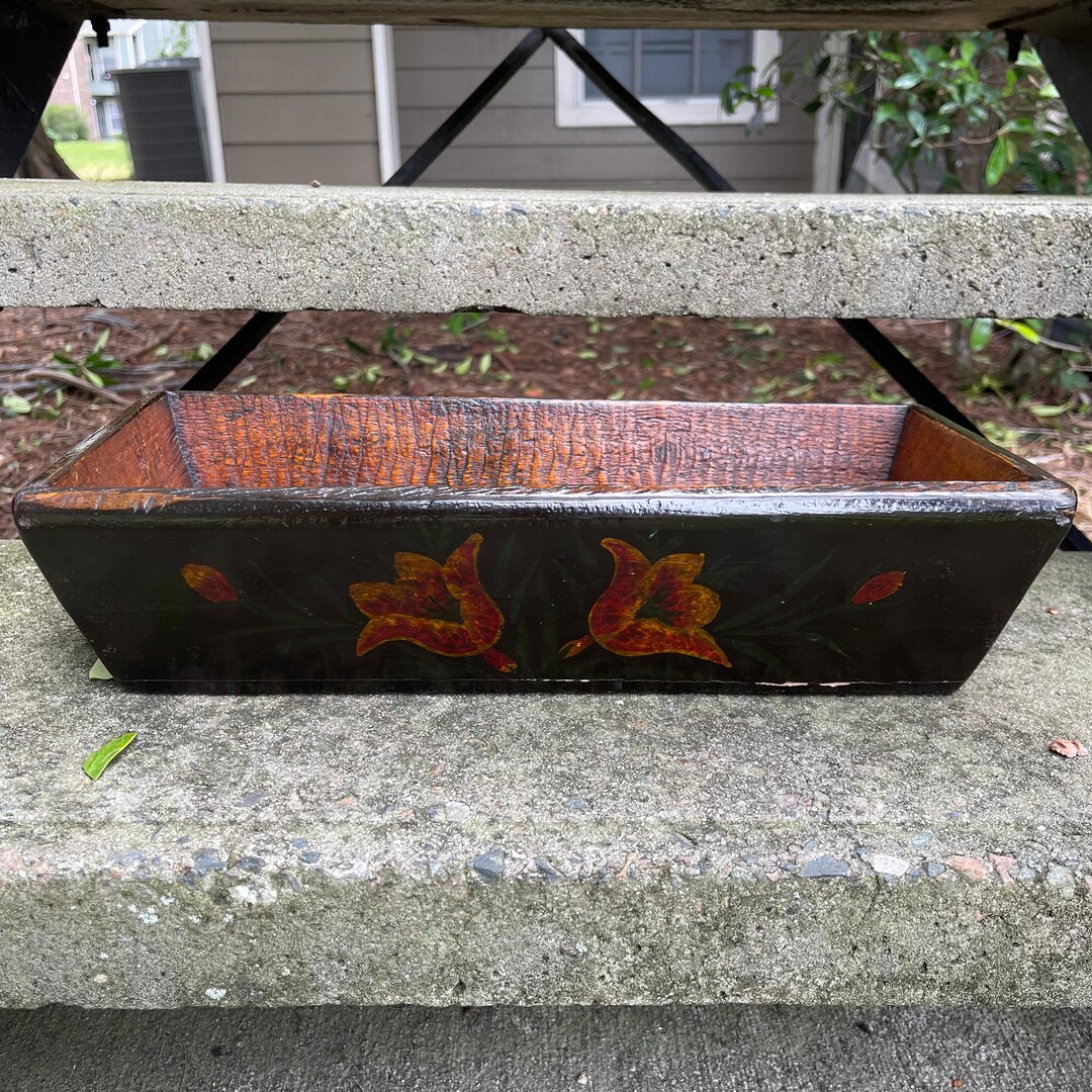Antique Wood Flower Box, Folk Art, Americana, Country, Cabin Decor ...