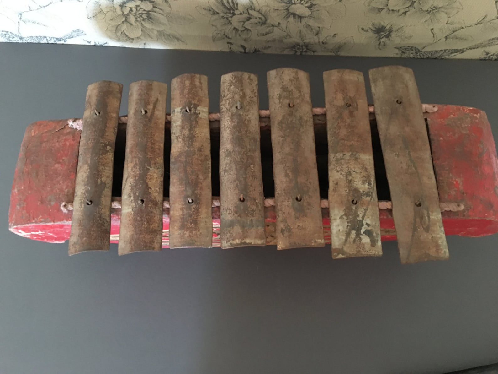 Indonesian Hand Hewn Saron Barung in Red and Gold for Gamelan Ensamble ...
