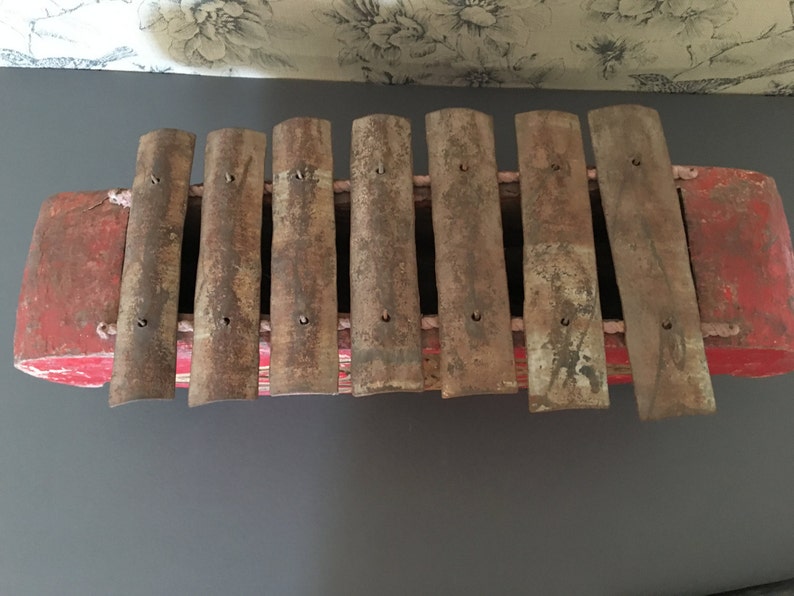 Indonesian Hand Hewn Saron Barung in Red and Gold for Gamelan Ensamble ...