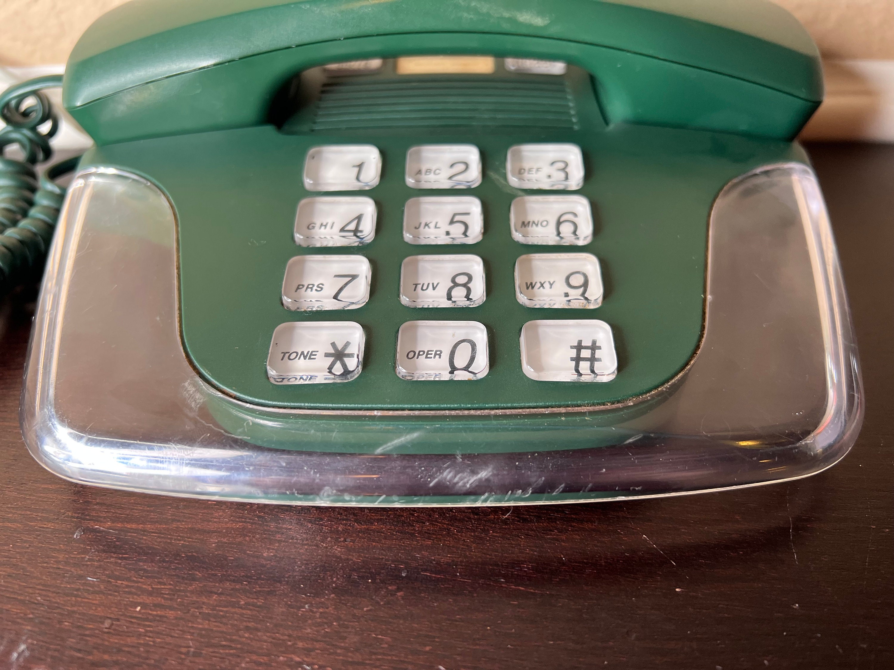 Vintage 1990's Hunter Green Push Button Phone, Land Line, Visually ...