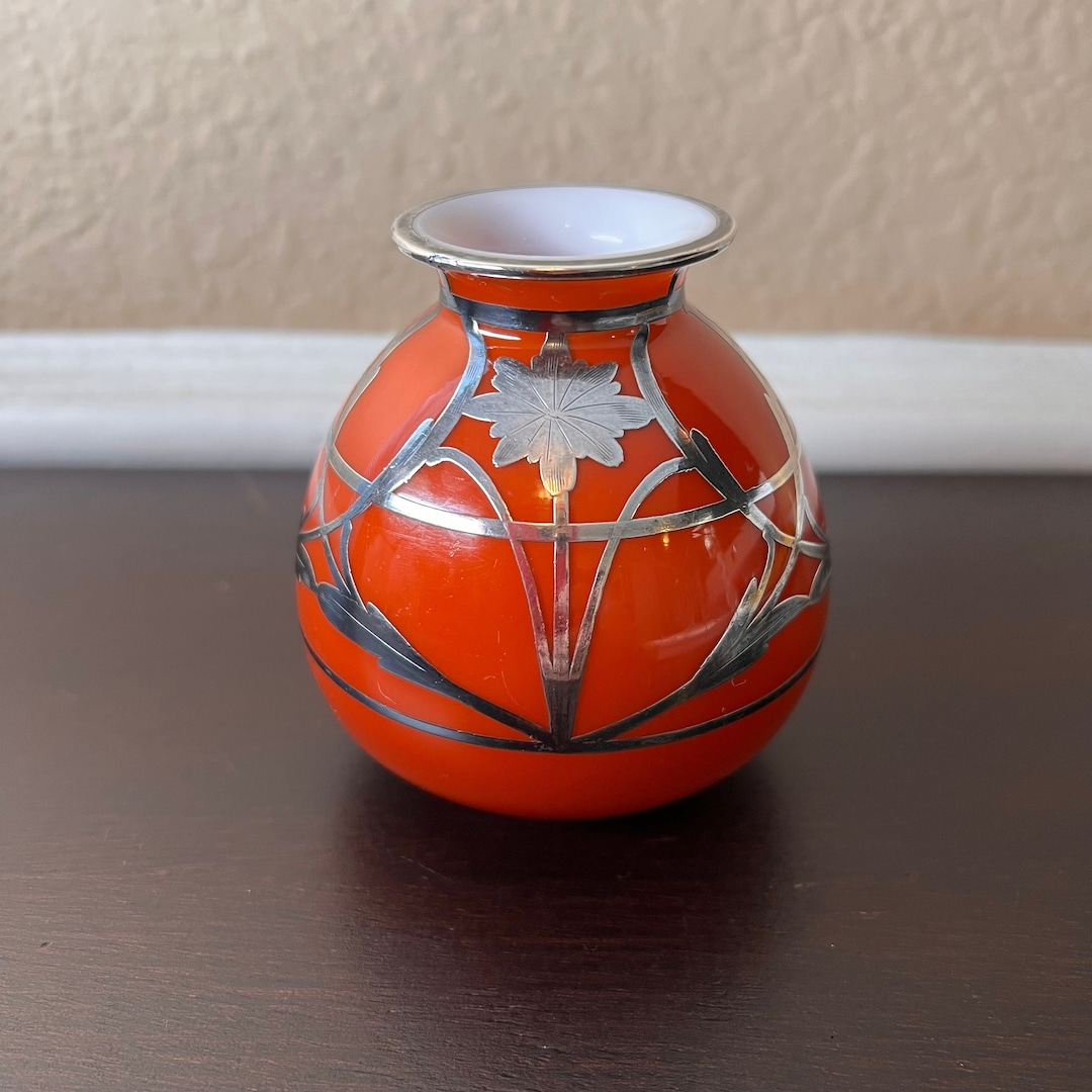 Antique EAMCO Art Nouveau Bud Vase, Burnt Orange, Blood Orange ...
