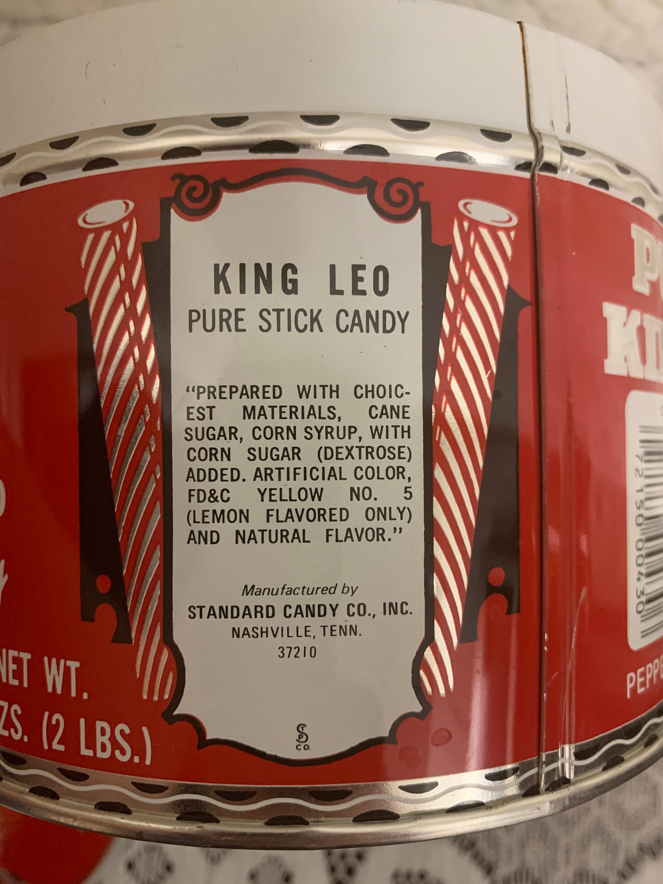 Vintage King Leo Tin/ Stick Candy/ Peppermint, Rare Red Color. Standard ...