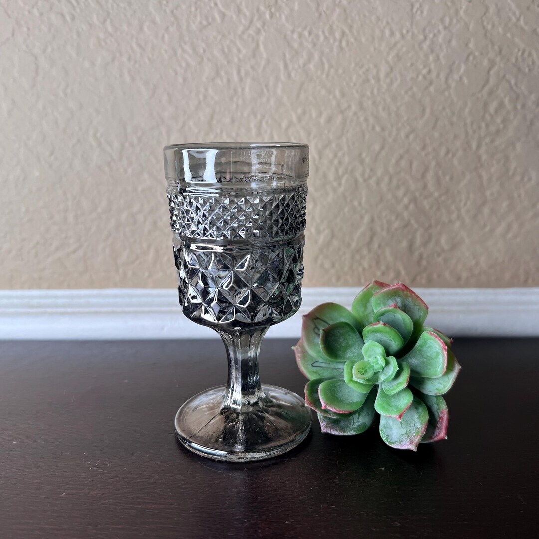 Vintage 1970's Anchor Hocking Wexford Pewter Mist Small Goblet, Smoke ...