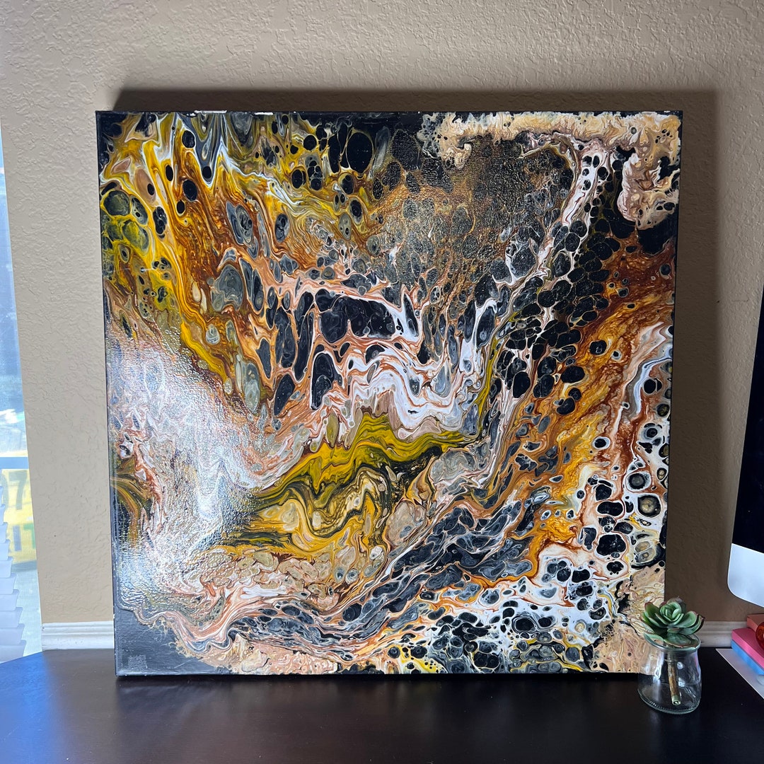 Vintage Original Acrylic Pour Art Painting, Sameer Nurani, Wall Decor ...