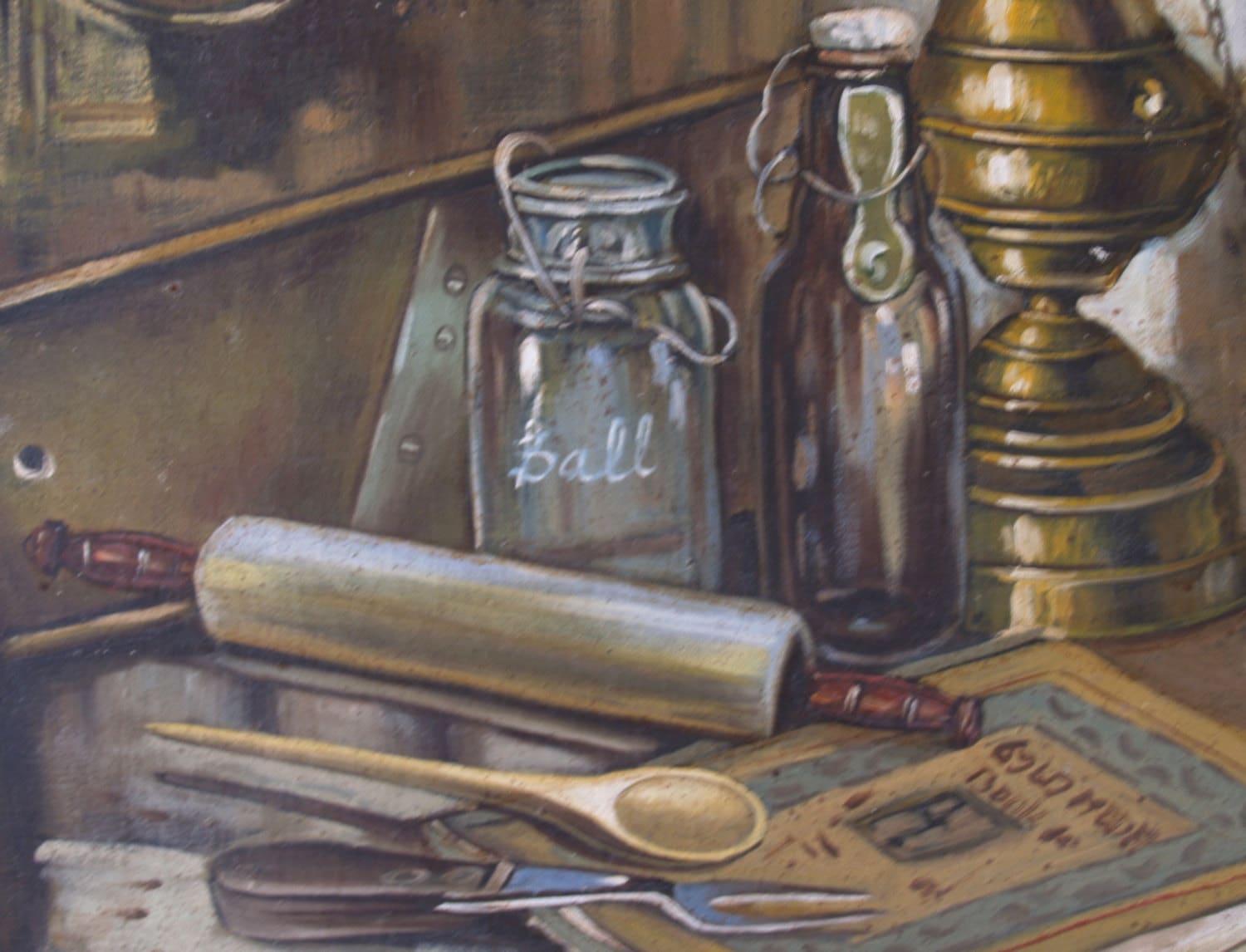 Original Still Life Oil Painting of Pantry, Cooking, Homemaking Objects ...