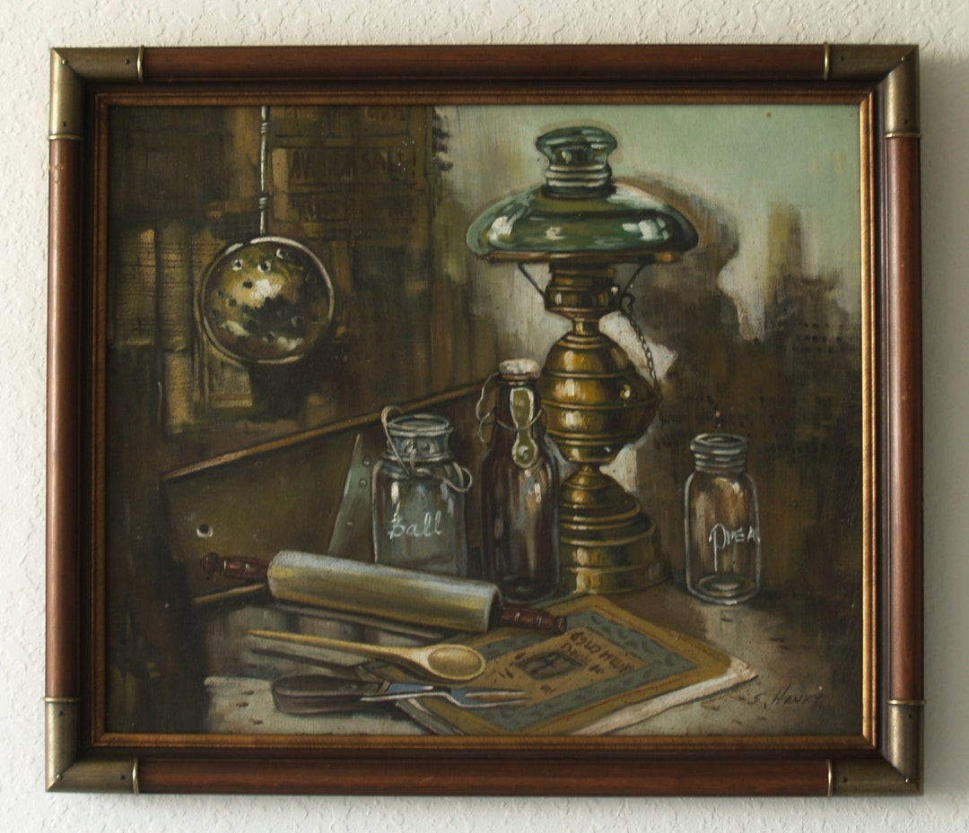 Original Still Life Oil Painting of Pantry, Cooking, Homemaking Objects ...