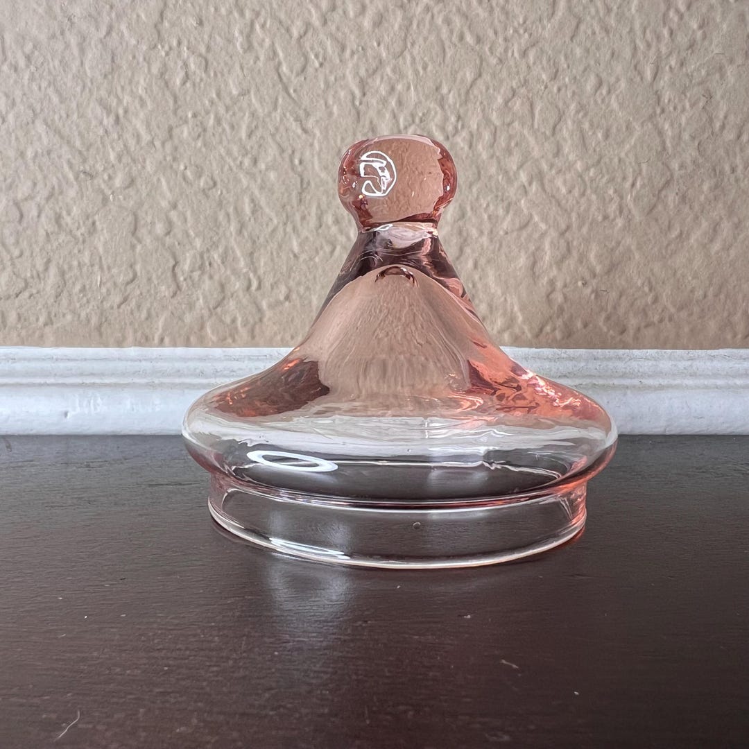 Vintage Empoli Glass Jar Lid, Depression Pink, Clear / See Through ...