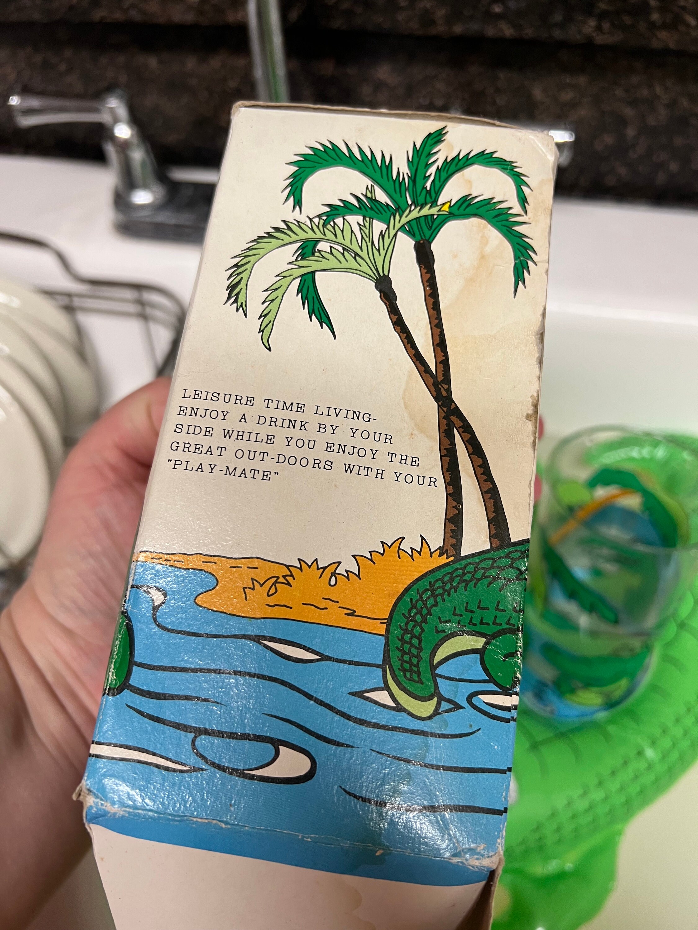 Vintage 1970s Inflatable Alligator Gator Drinks Caddy,tumbler Glass ...