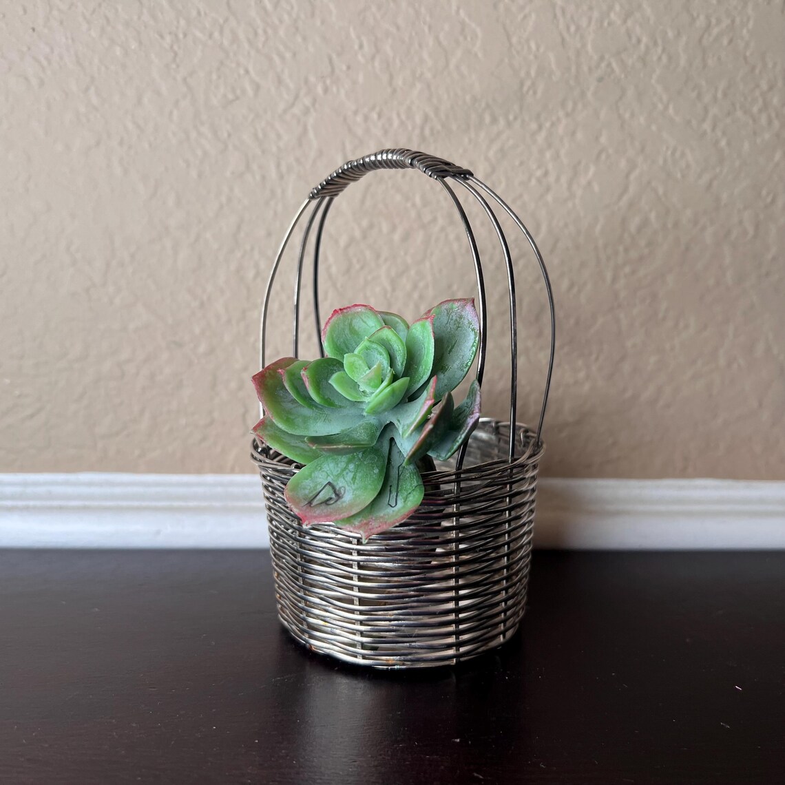 Vintage Silverplate Woven Wire Basket, Home Decor, Metal Art, Favors ...