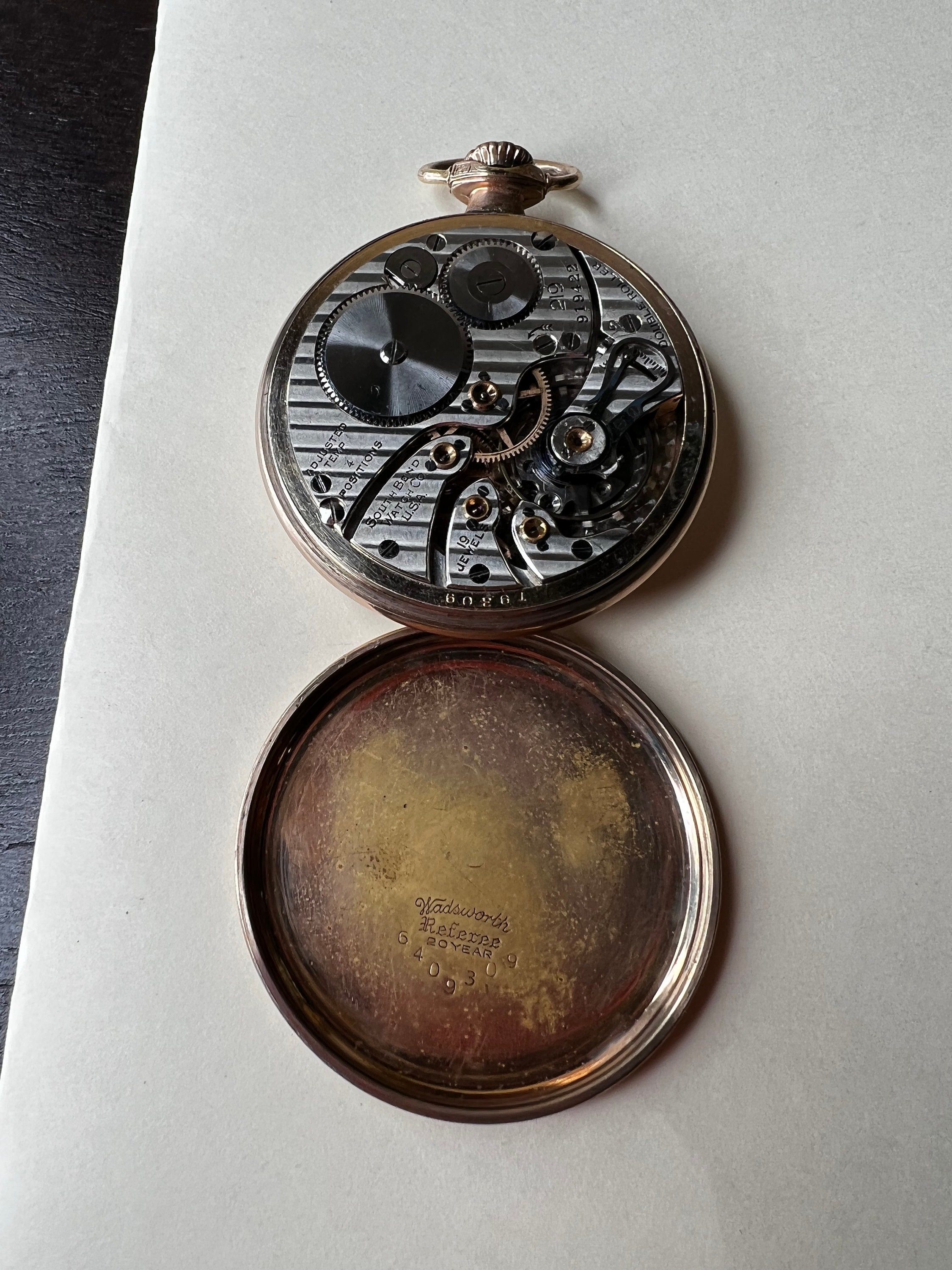 Antique South Bend Pocket Watch, Gold Filled, Wadsworth Referee, 19 ...