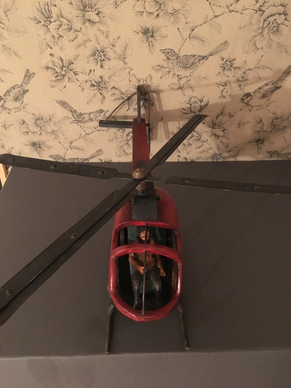 Large Vintage Model Helicopter With Pilot Made of Wood and Steel - Etsy