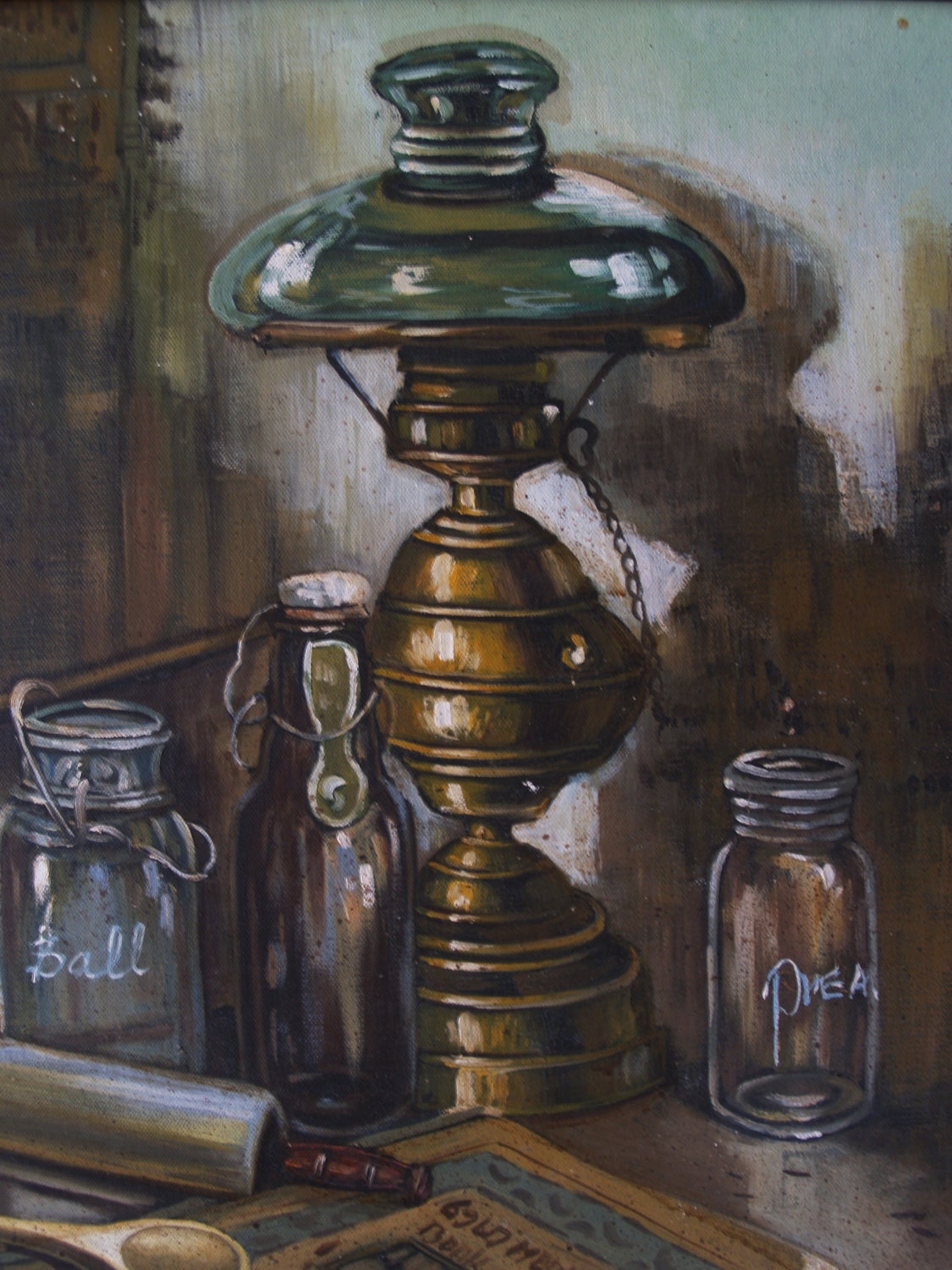 Original Still Life Oil Painting of Pantry, Cooking, Homemaking Objects ...