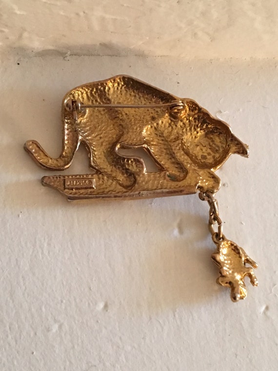 Vintage Alexis Cat & Mouse Gold Tone Articulated Broo… - Gem