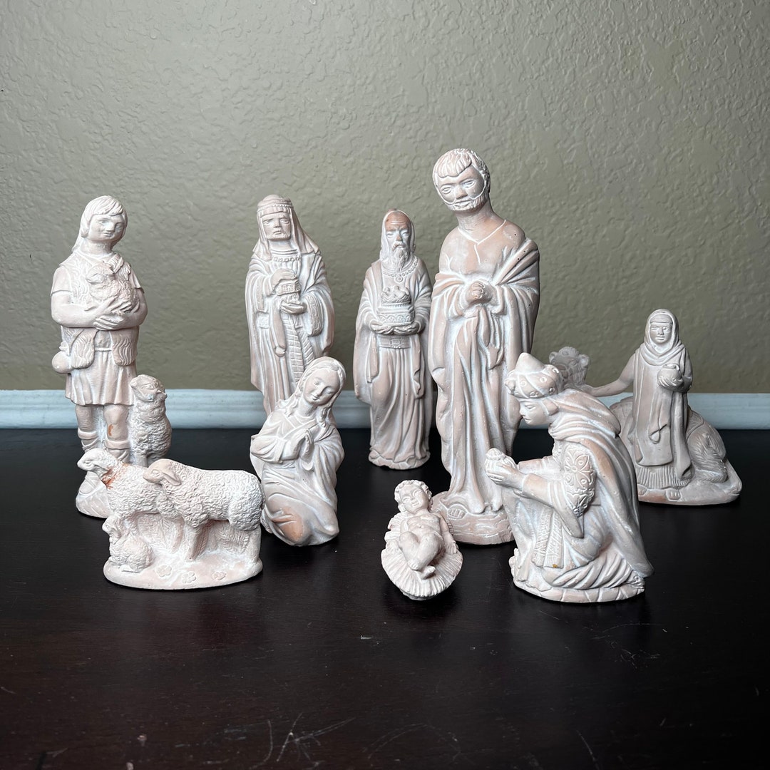 Vintage Terracotta Nativity Crèche 9 Piece Set, Christmas Decor ...
