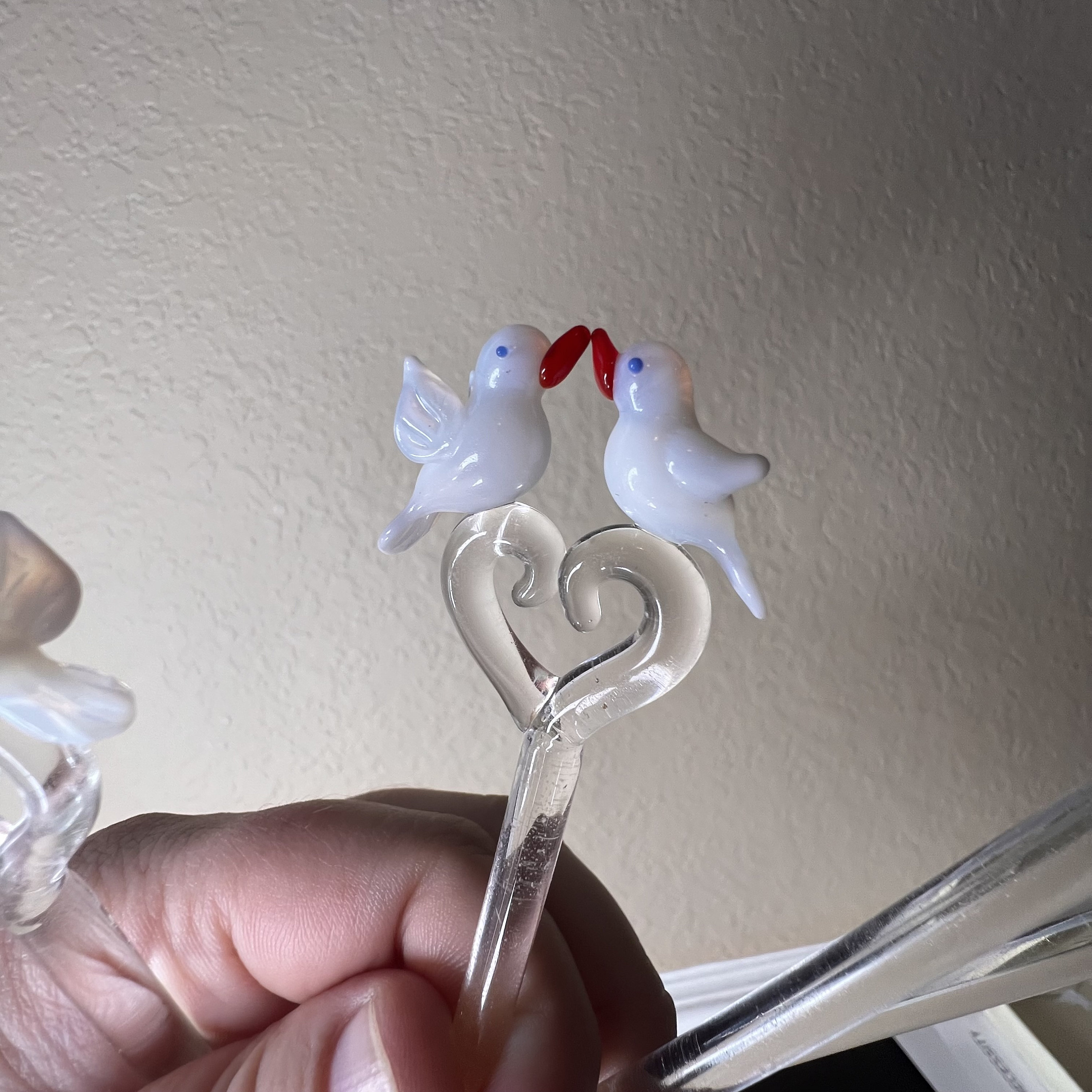 Vintage 1990’s Kissing Doves Swizzle Stick Set (4), Handblown Lampwork ...