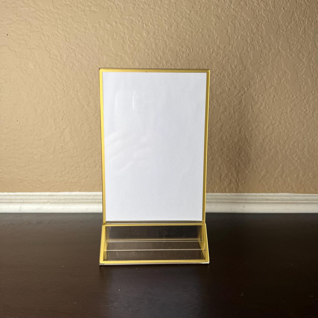 Clear & Gold Standing Double-sided Acrylic Photo Frame, Display Stand ...