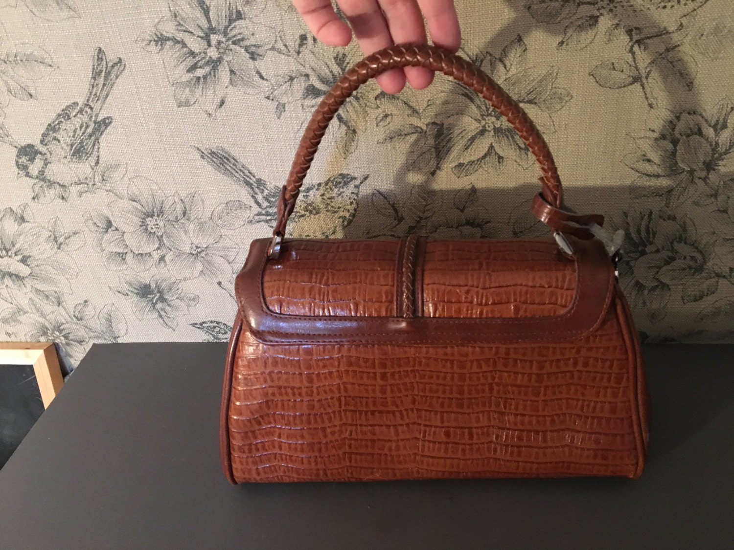 Vintage Leather Box Bag/purse/satchel With Silver Tone Accents by Azmat ...