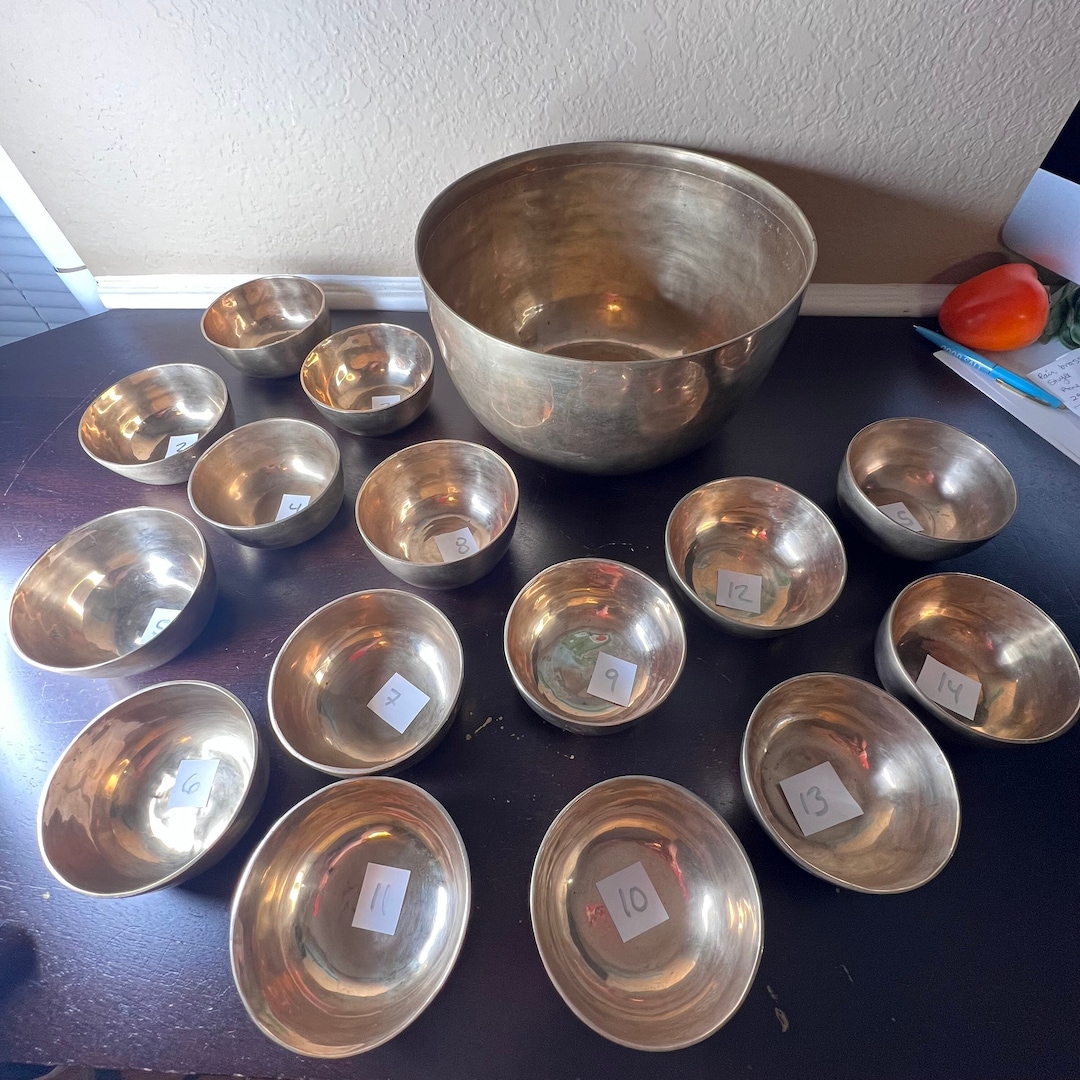 Vintage Solid Brass Singing Bowls, Hand Hammered, Meditation, Yoga ...