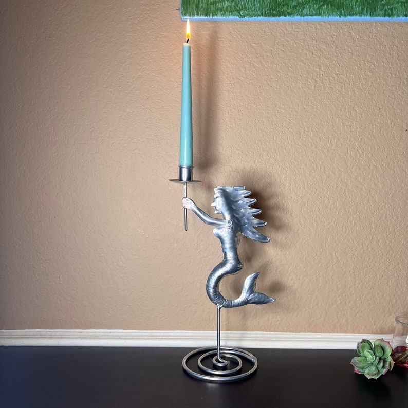 Vintage Aluminum Mermaid Candleholder, Candelabra, Beach House Decor ...